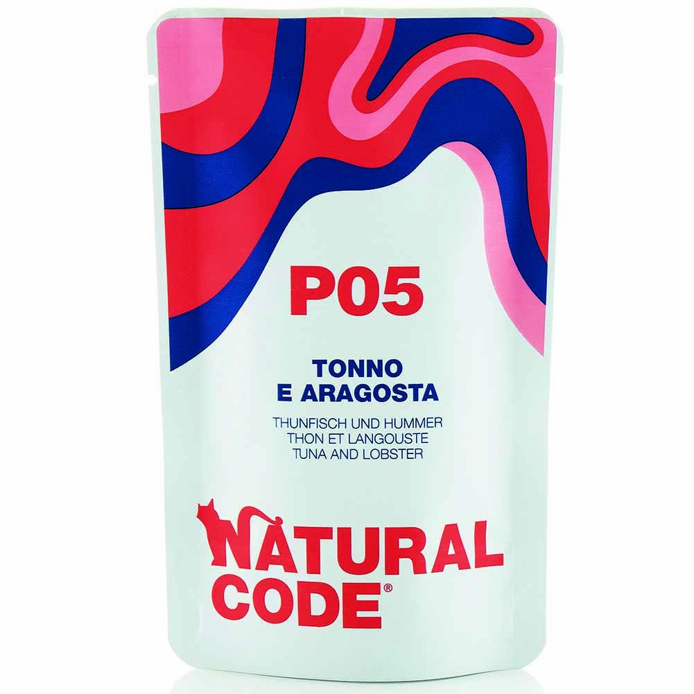 Alimento gatto umido Natural Code P05 tonno e aragosta70g - Agri Brianza